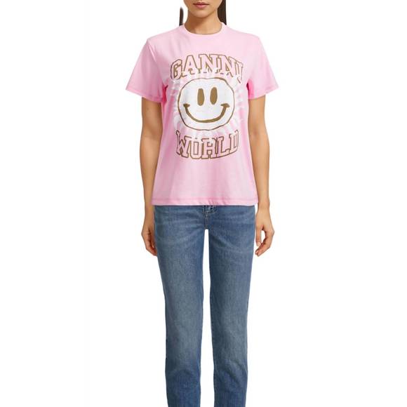 Ganni | Tops | New Ganni Smiley Relaxed Tee In Lilac Sachet | Poshmark